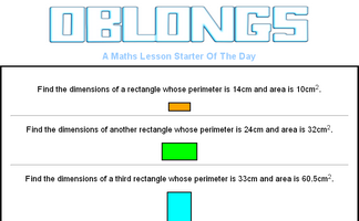 Area Lesson Starters and Online Activities